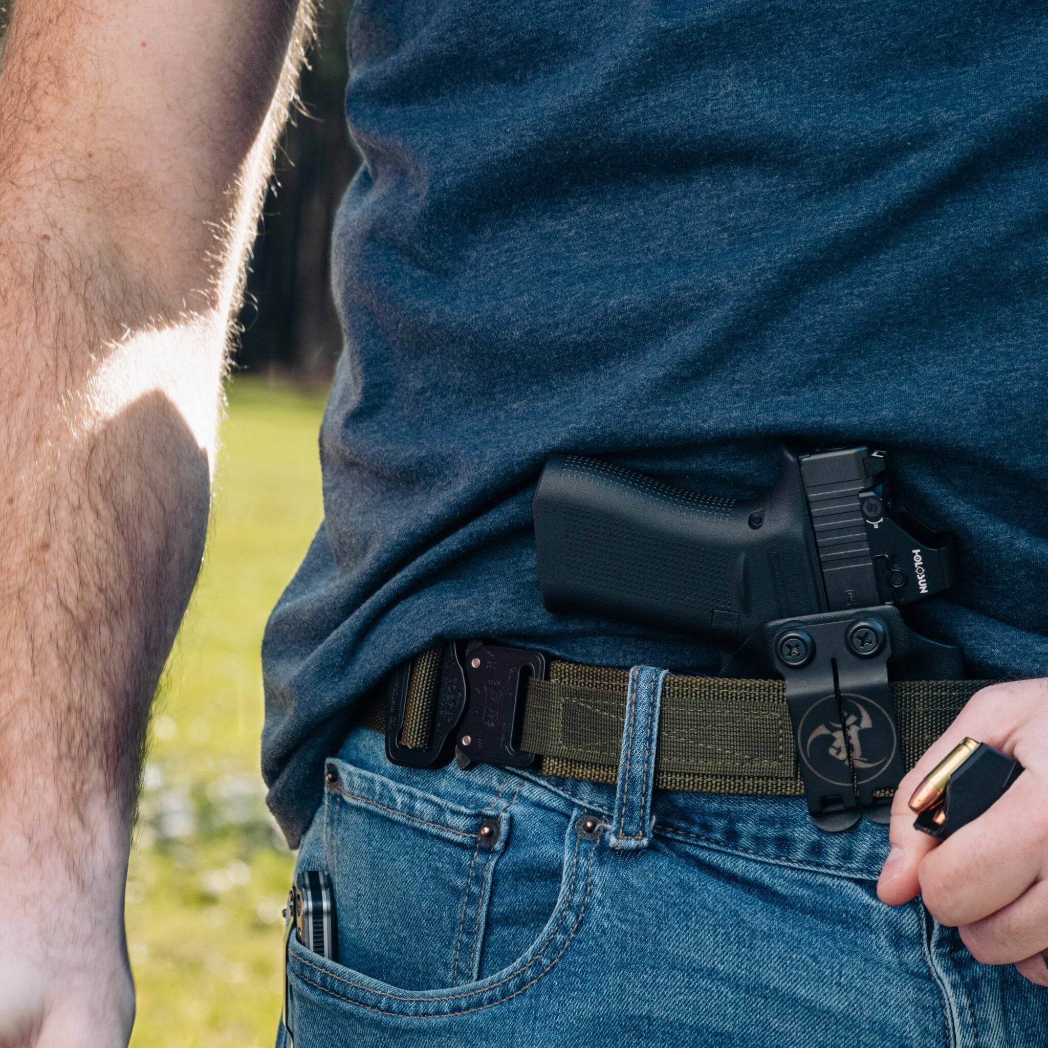 Hybrid EDC Belt | COBRA® Buckle | IWB Concealed Carry | Blue Alpha
