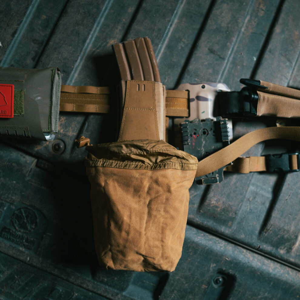 Limited Run Waxed Canvas Brown Dump Pouch | Blue Alpha